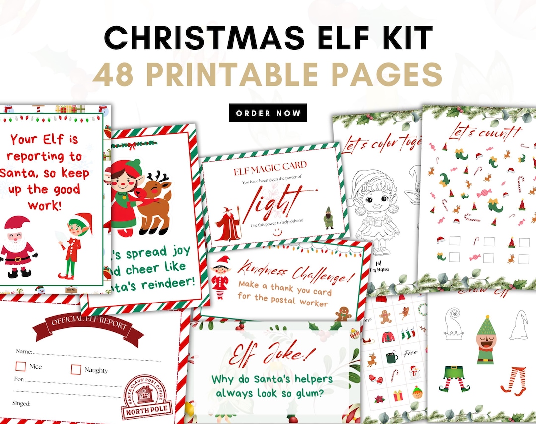 Christmas Elf Kit Printable 24 Days of Xmas Elves Activities Kids Craft ...
