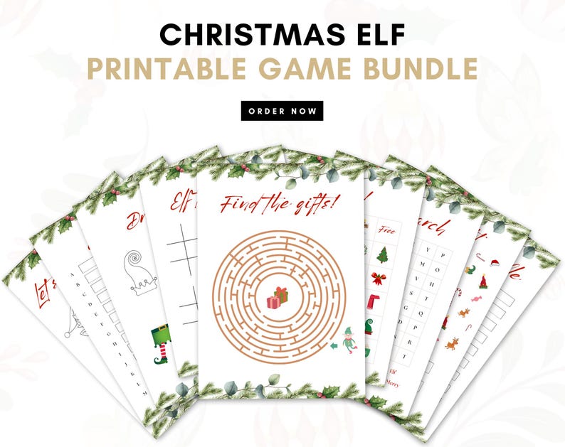 Christmas Elf Printable Game Bundle | Kids Xmas Party Games | Puzzles ...