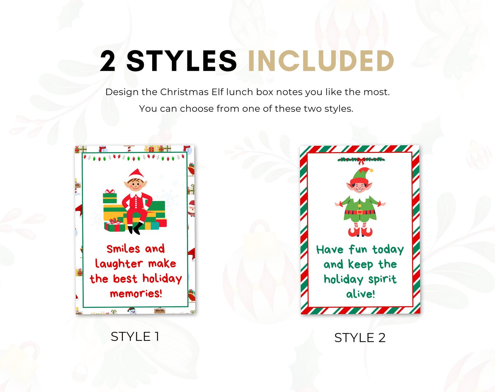 Christmas Elf Lunch Box Notes | Cute Xmas Printable & Editable Canva ...