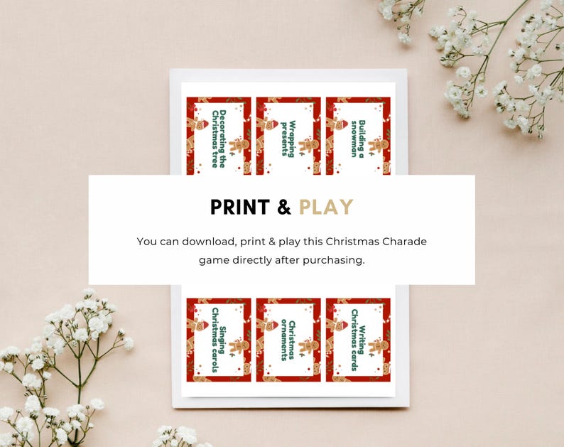 Christmas Charade Card Game Printable | 50 Charades Trivia Cards | Fun ...