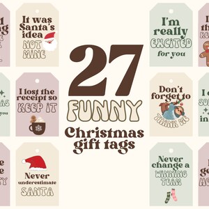 27 Printable Christmas Gift Tags Bundle | Funny Groovy Retro Holiday ...