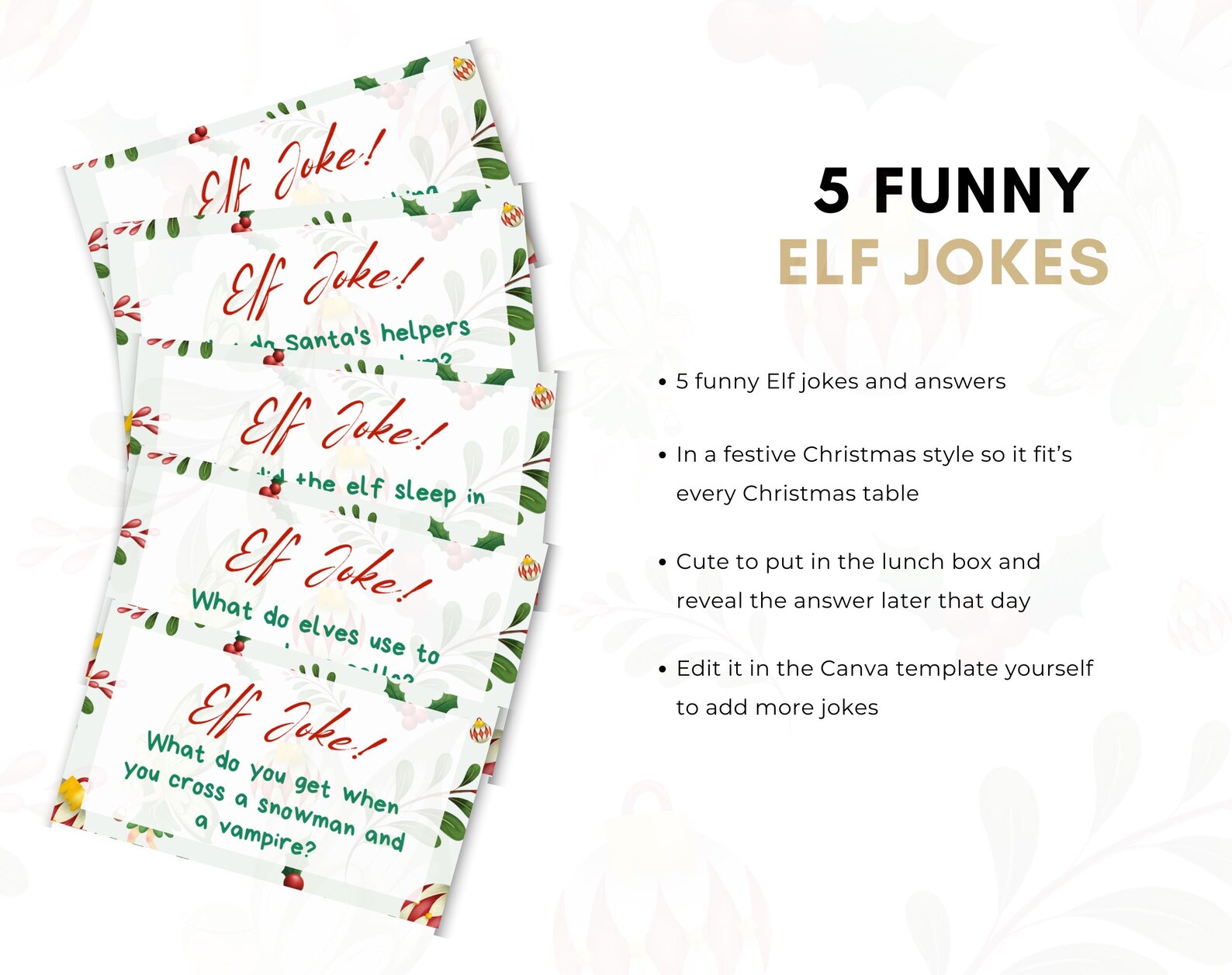 Christmas Elf Lunch Box Jokes Printable | Editable Canva Template ...