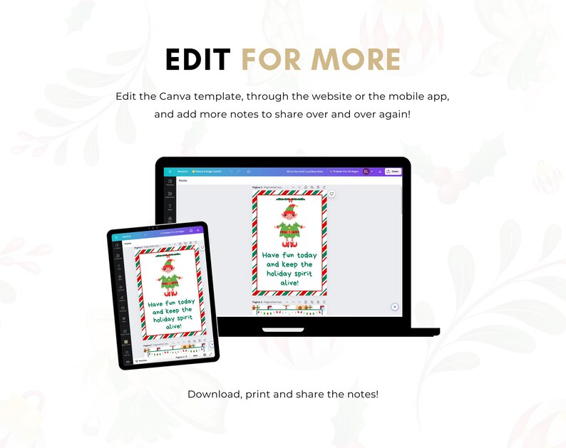 Christmas Elf Lunch Box Notes | Cute Xmas Printable & Editable Canva ...