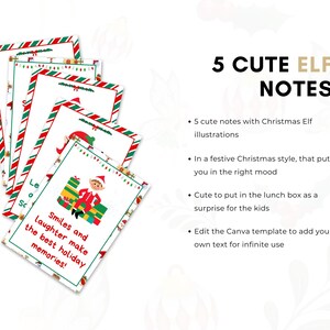 Christmas Elf Lunch Box Notes | Cute Xmas Printable & Editable Canva ...