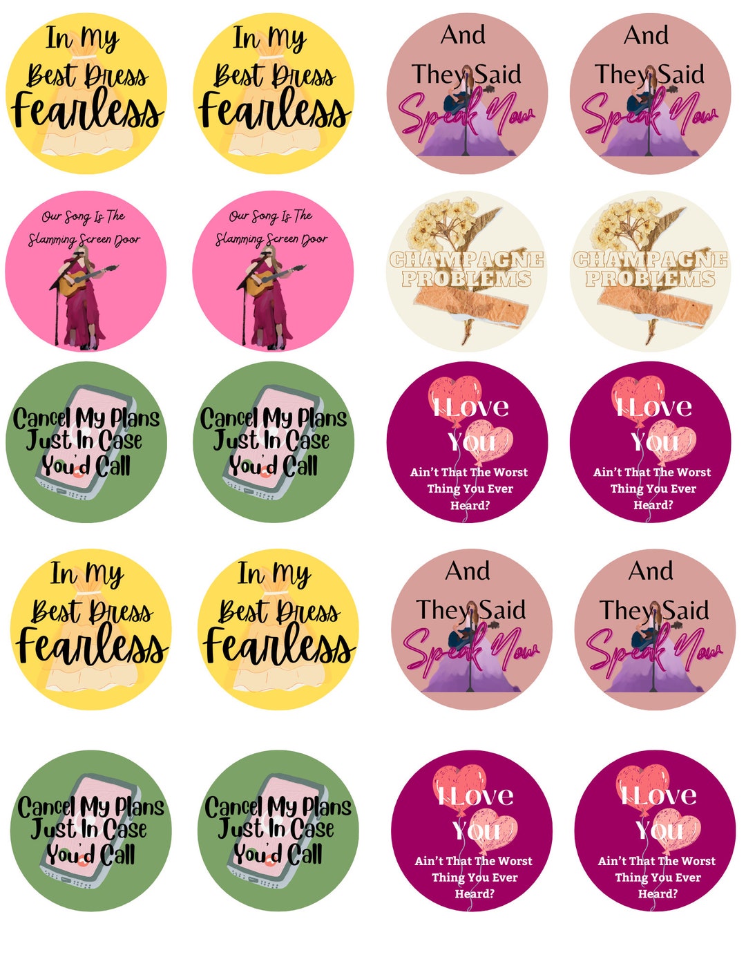Taylor Swift Cupcake Toppers - Etsy