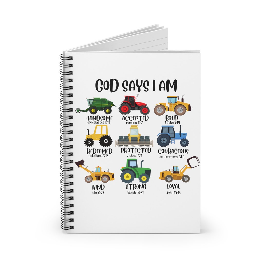God Says I Am Notebook - Farm Equipment - Positive Affirmation Notebook ...