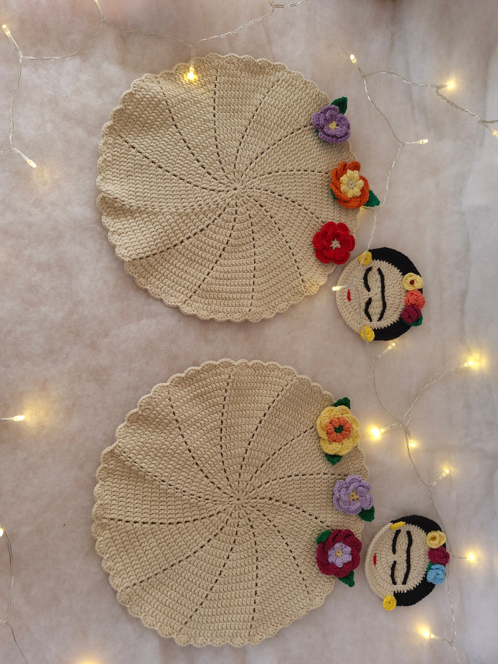 Frida Crochet Coasters and Placemats - Etsy