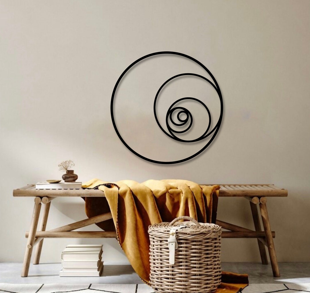 Modern Circles Metal Wall Decor, Fibonacci Round Metal Wall Art, Large ...
