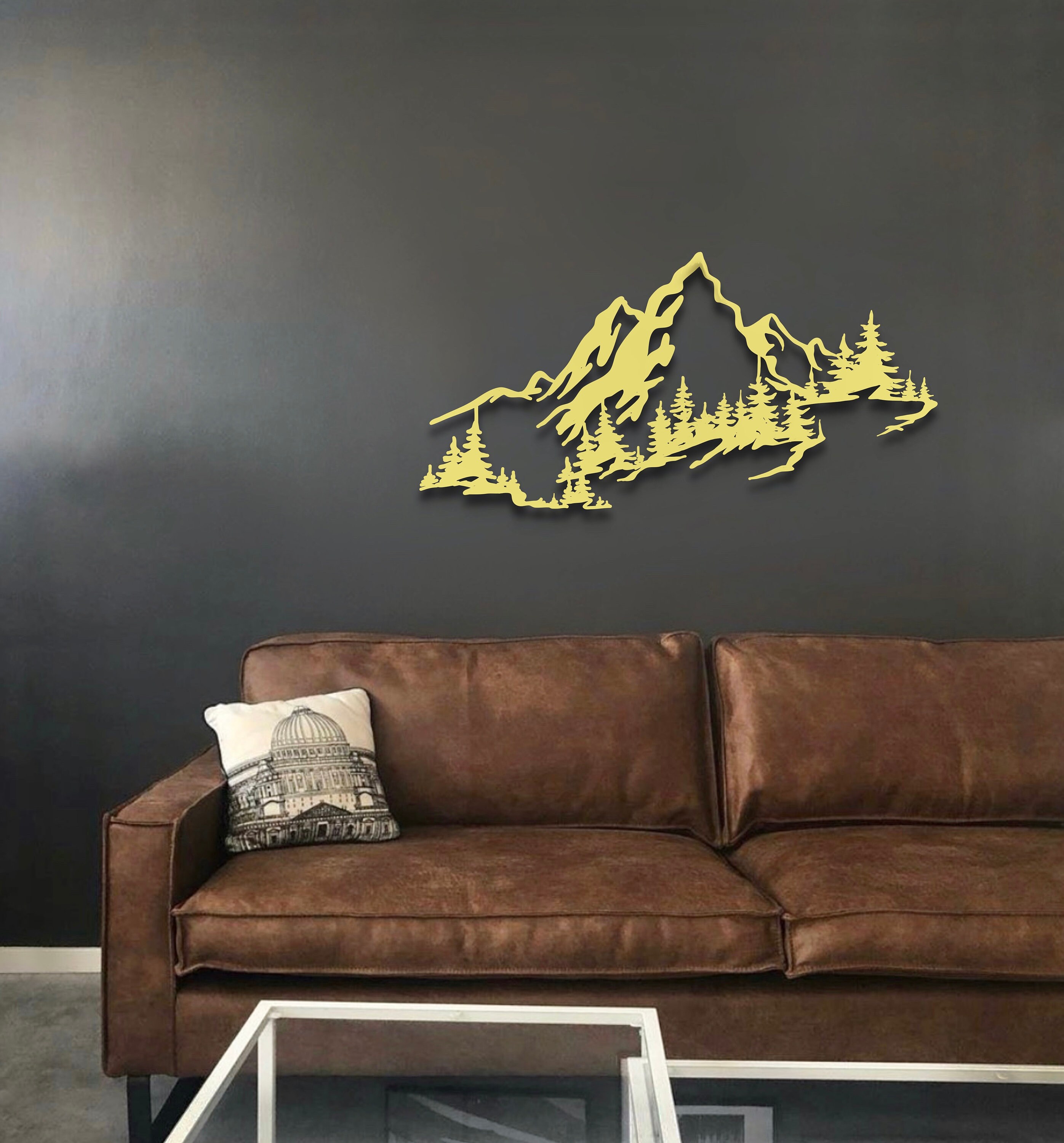 Mountain Forest Metal Wall Art, Nature Metal Wall Decor, Landscape ...