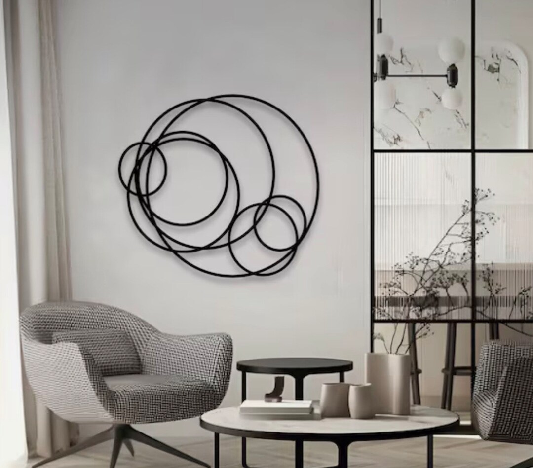 Round Circle Metal Wall Decor , Abstract Large Metal Wall Art , Unique ...