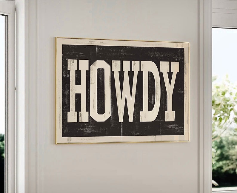 Howdy Typography Print, Western Bold Wall Art, Howdy Retro Digital ...