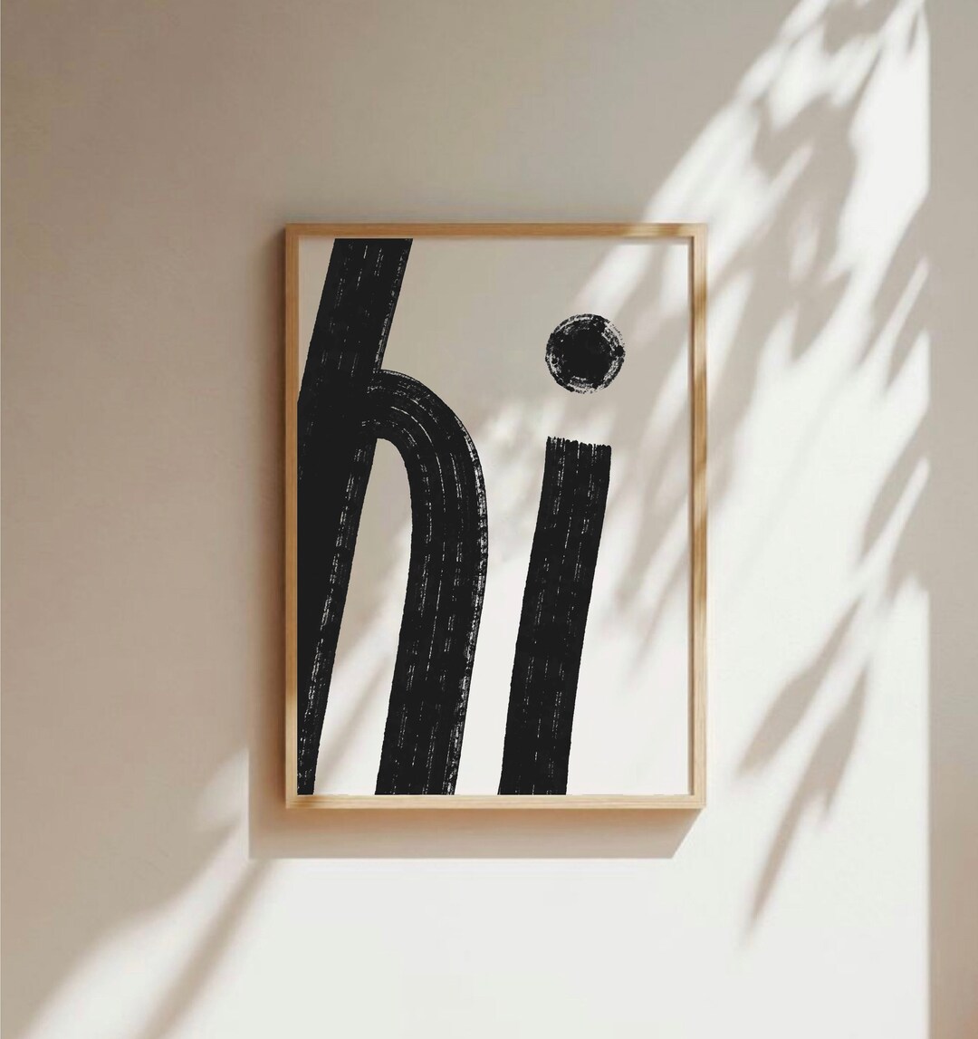 Hi Poster, Hello Print, Minimalist Typography Wall Art, Black and White ...