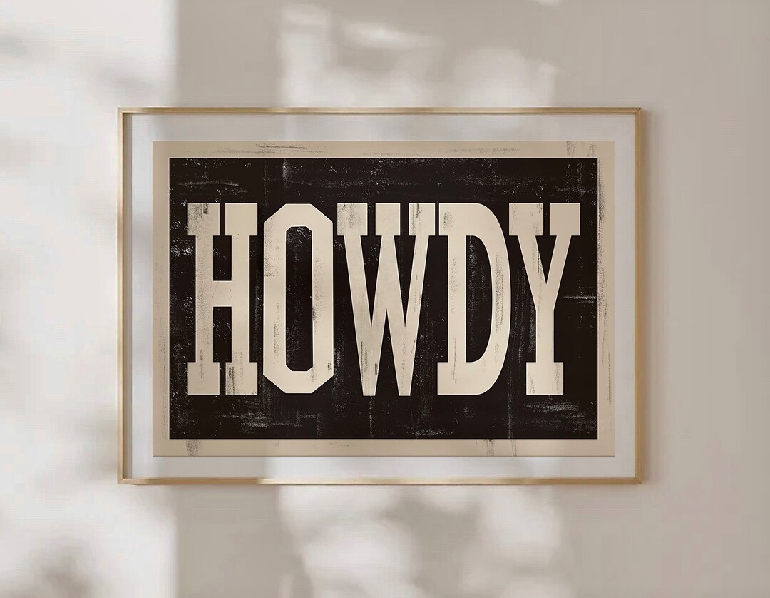 Howdy Typography Print, Western Bold Wall Art, Howdy Retro Digital ...