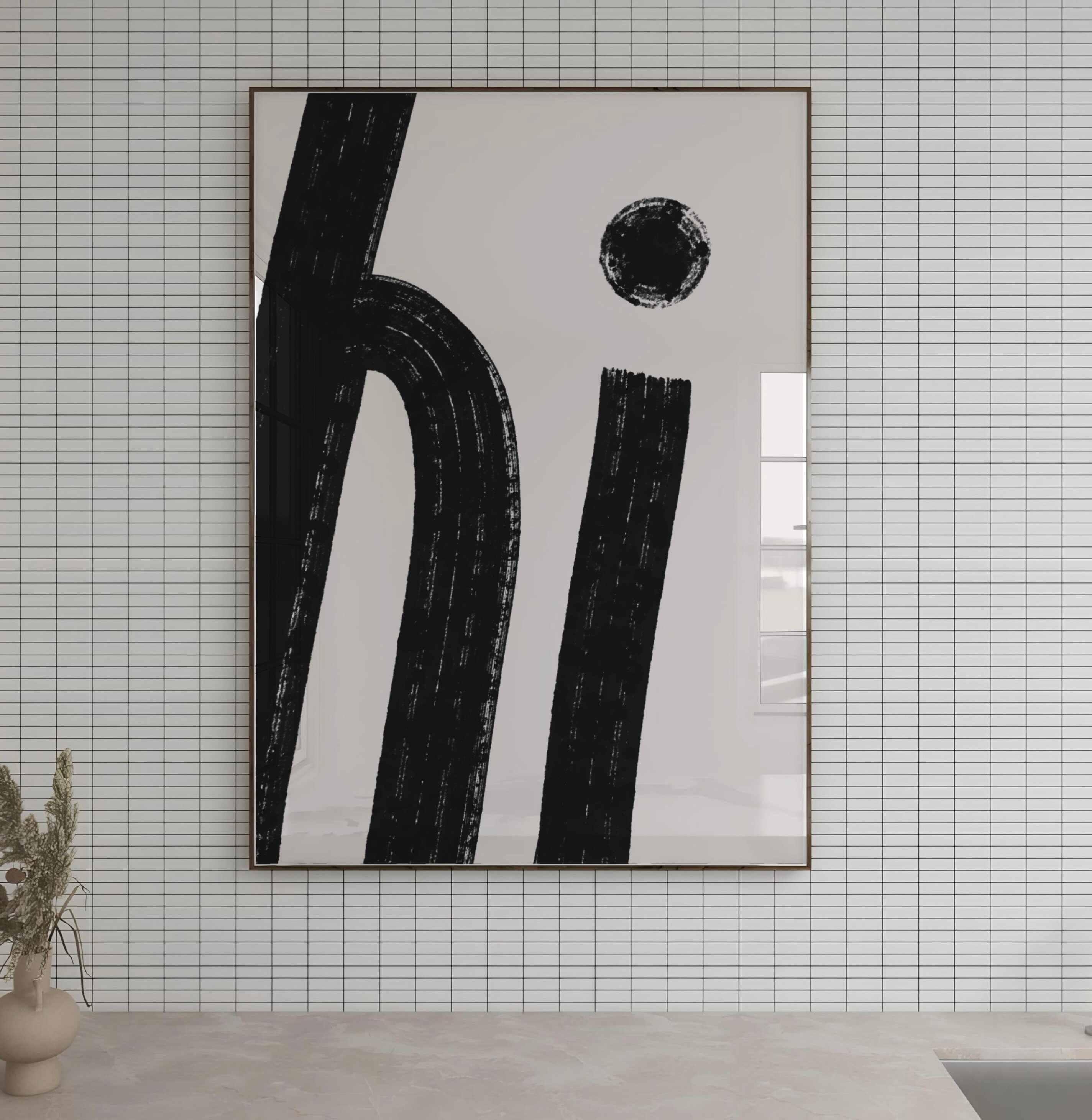 Hi Poster, Hello Print, Minimalist Typography Wall Art, Black and White ...