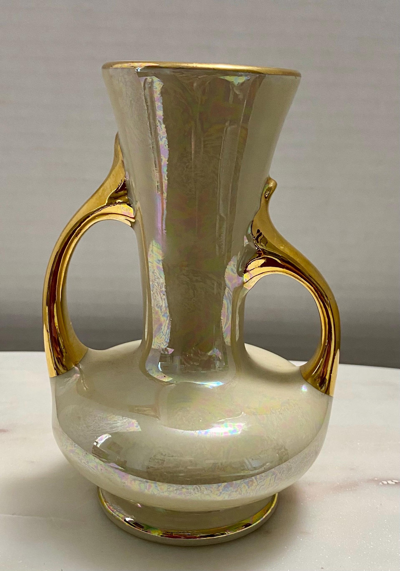 Vintage Iridescent Pearl Vase - Etsy