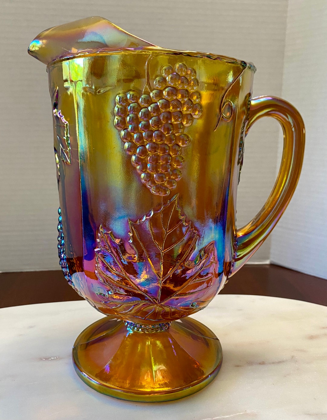 Vintage Indiana Carnival Glass Pitcher - Etsy