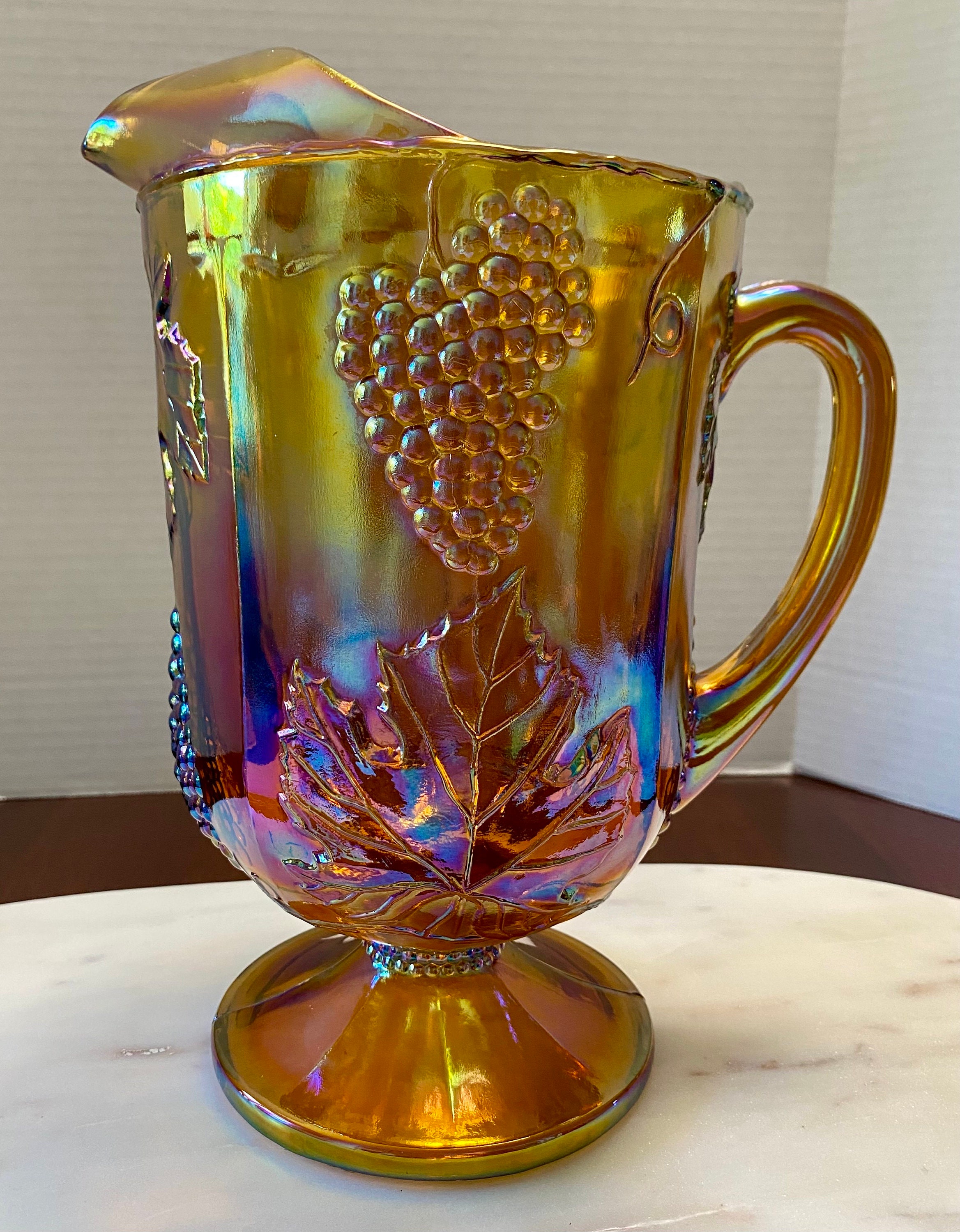 Vintage Indiana Carnival Glass Pitcher and 2 Glasses - Etsy