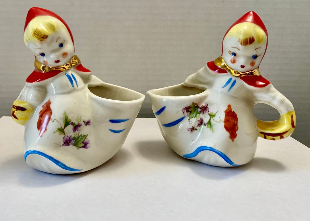 Vintage Little Red Riding Hood Hull Pottery Creamer and Sugar Bowls - Etsy