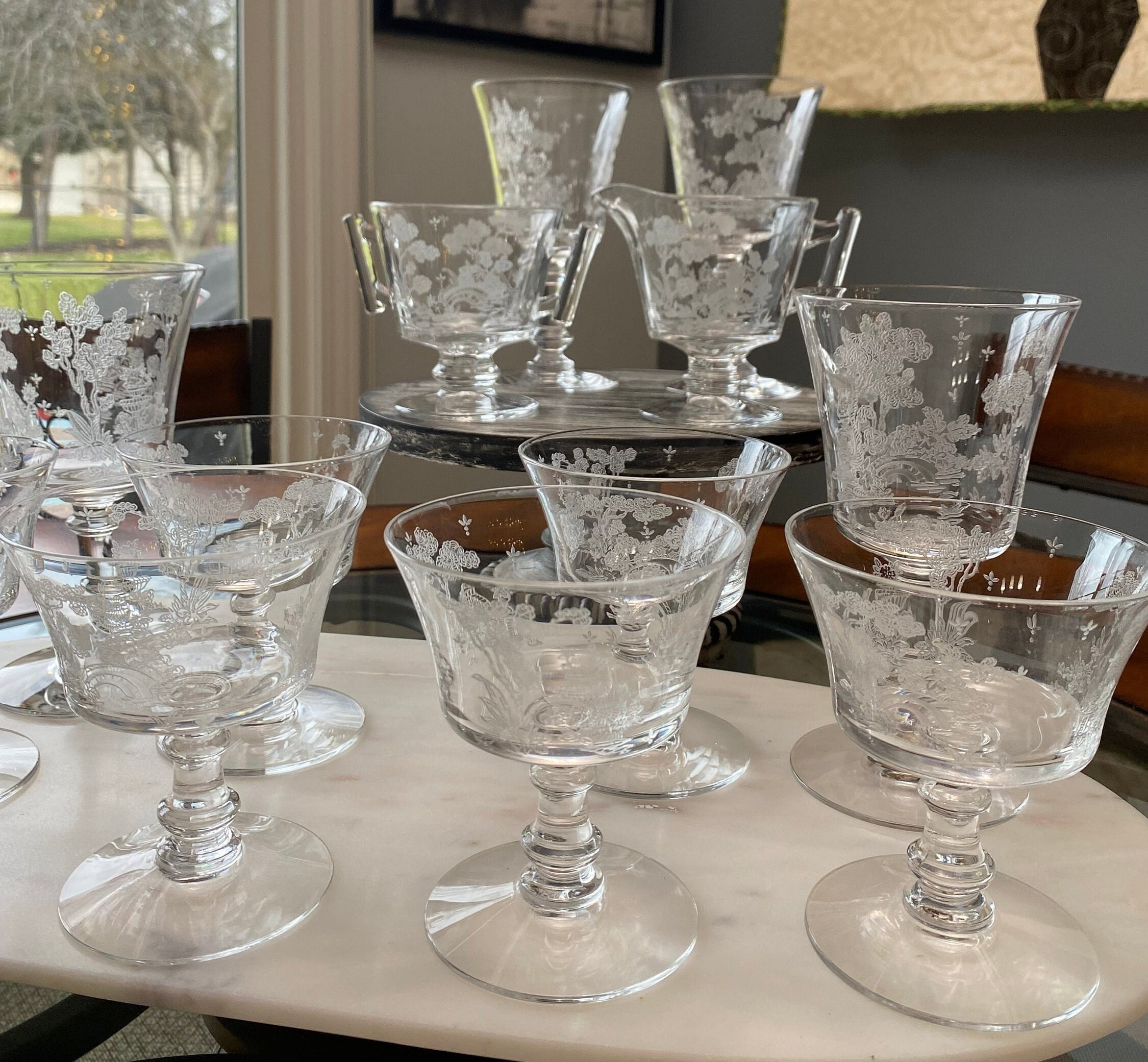 Vintage Fostoria Glassware Circa 1939,beautiful Willow Pattern, 5 Six ...