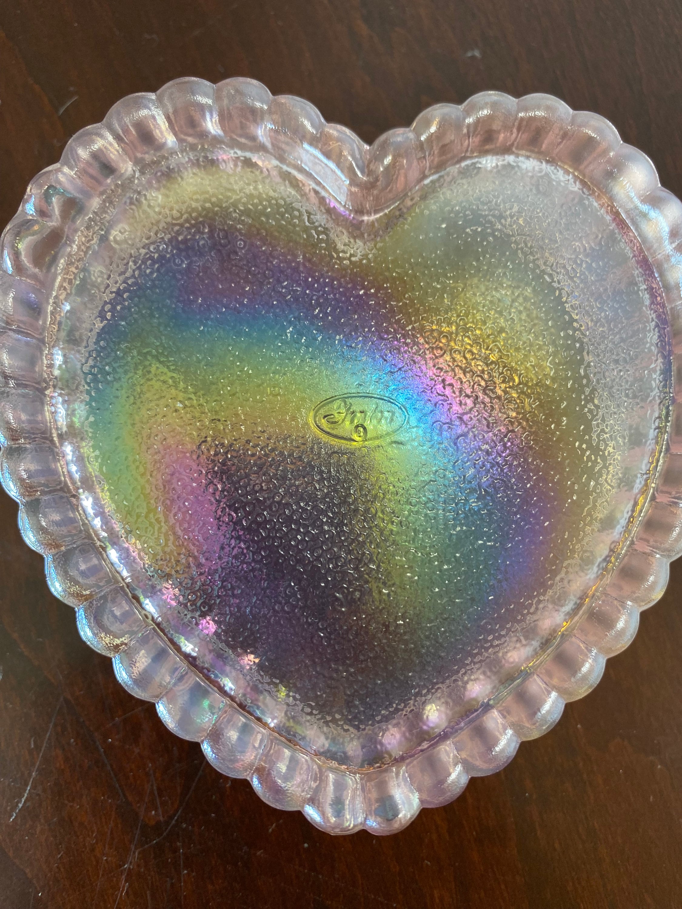 Vintage Fenton Heart Shaped Iridescent Pink Trinket Box - Etsy