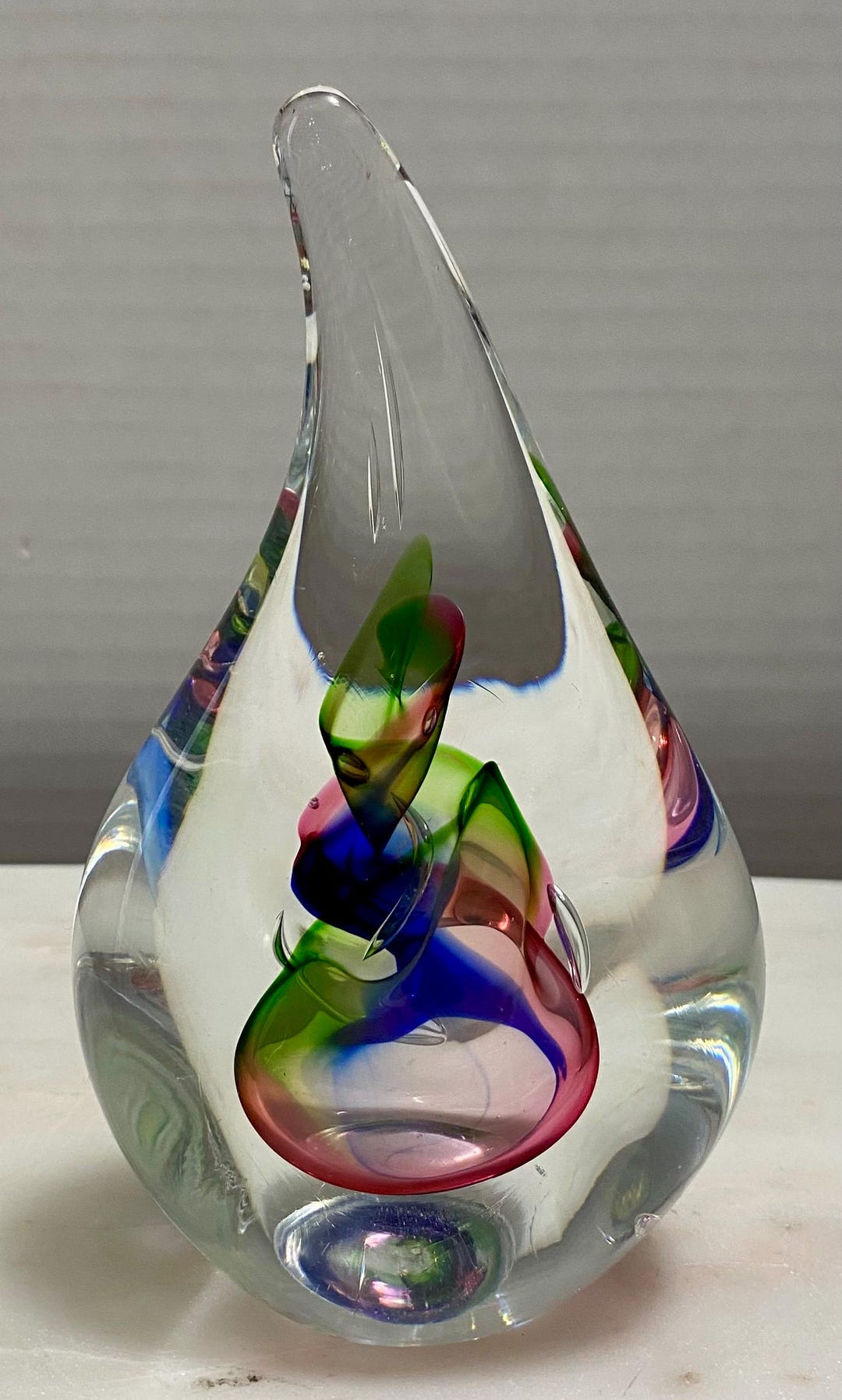 Vintage Polish Art Glass Tear Drop Paperweight - Etsy