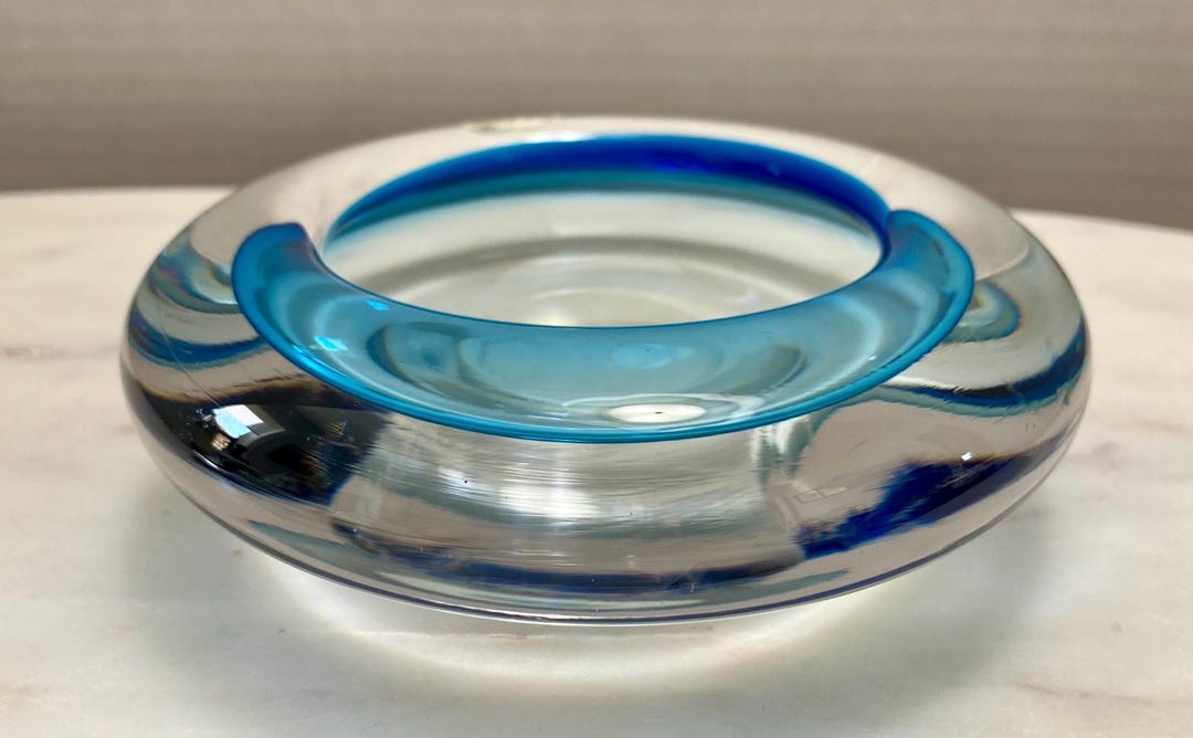 Vintage Swedish Studio Ahus Signed Art Glass Bowl - Etsy