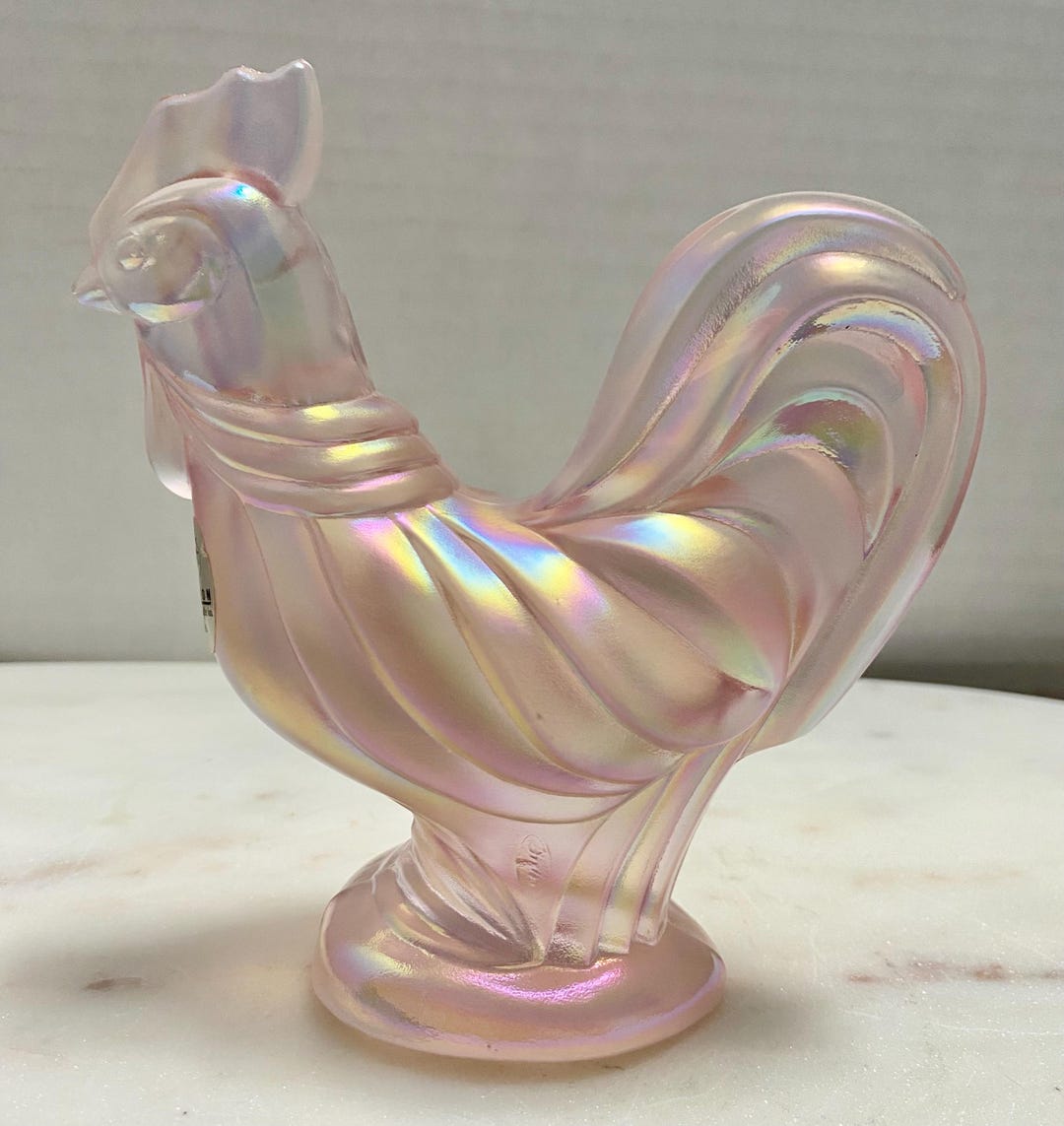 Vintage Iridescent Pink Fenton 5. 5 Inches Rooster,chicken - Etsy