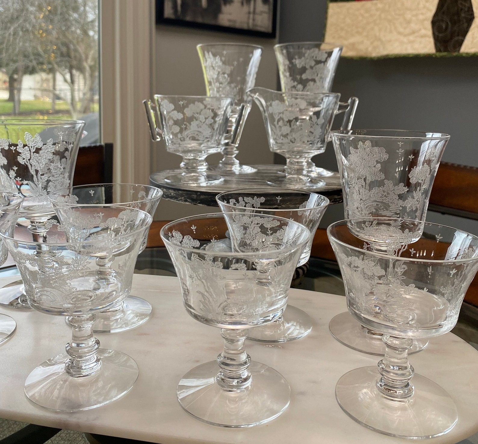 Vintage Fostoria Glassware Circa 1939,beautiful Willow Pattern, 5 Six ...