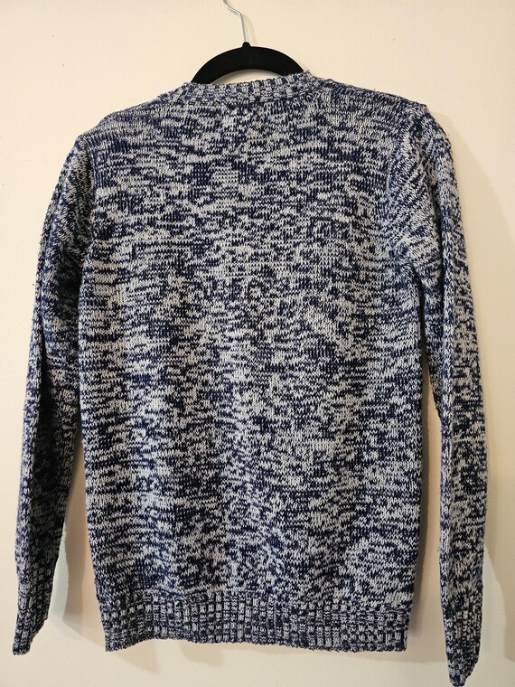 1960's Marled Blue Fair Isle Cardigan Sweater - Gem