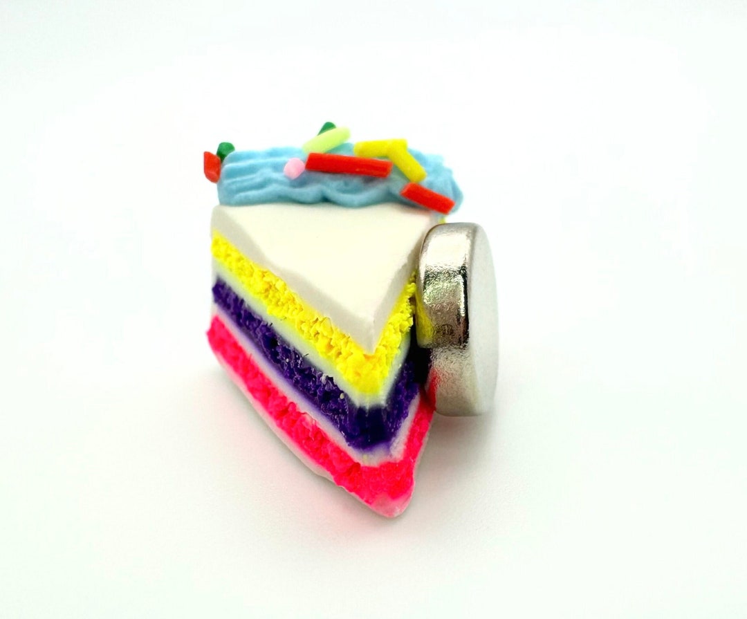 Neon Cake Slice Magnet Polymer Clay//neon Pink, Purple, Yellow Layers ...