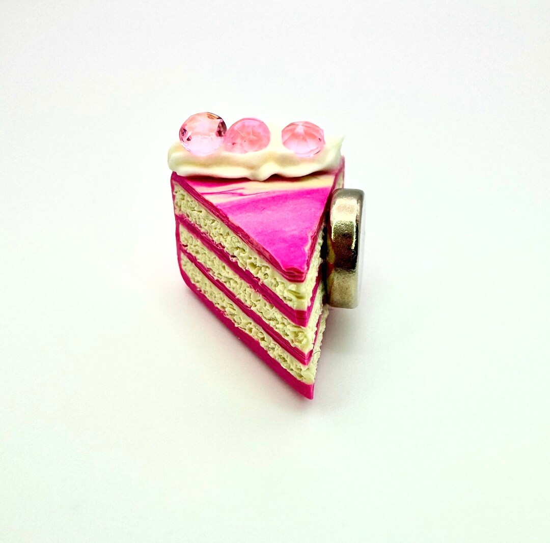 Pink Marbled Cake Slice Magnet Polymer Clay//vanilla Textured Layers ...