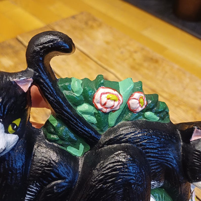 Vintage Cast Iron Cat Family Doorstop Heavy Hand Painted Decor - Etsy