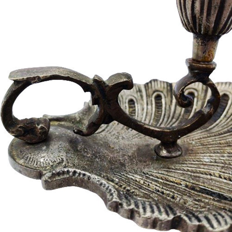 Vintage Cast Iron Candle Holder Decorative Shell Design Rustic Metal ...