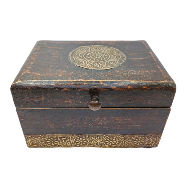Indian Wood Box With Brass Inlay - Etsy UK