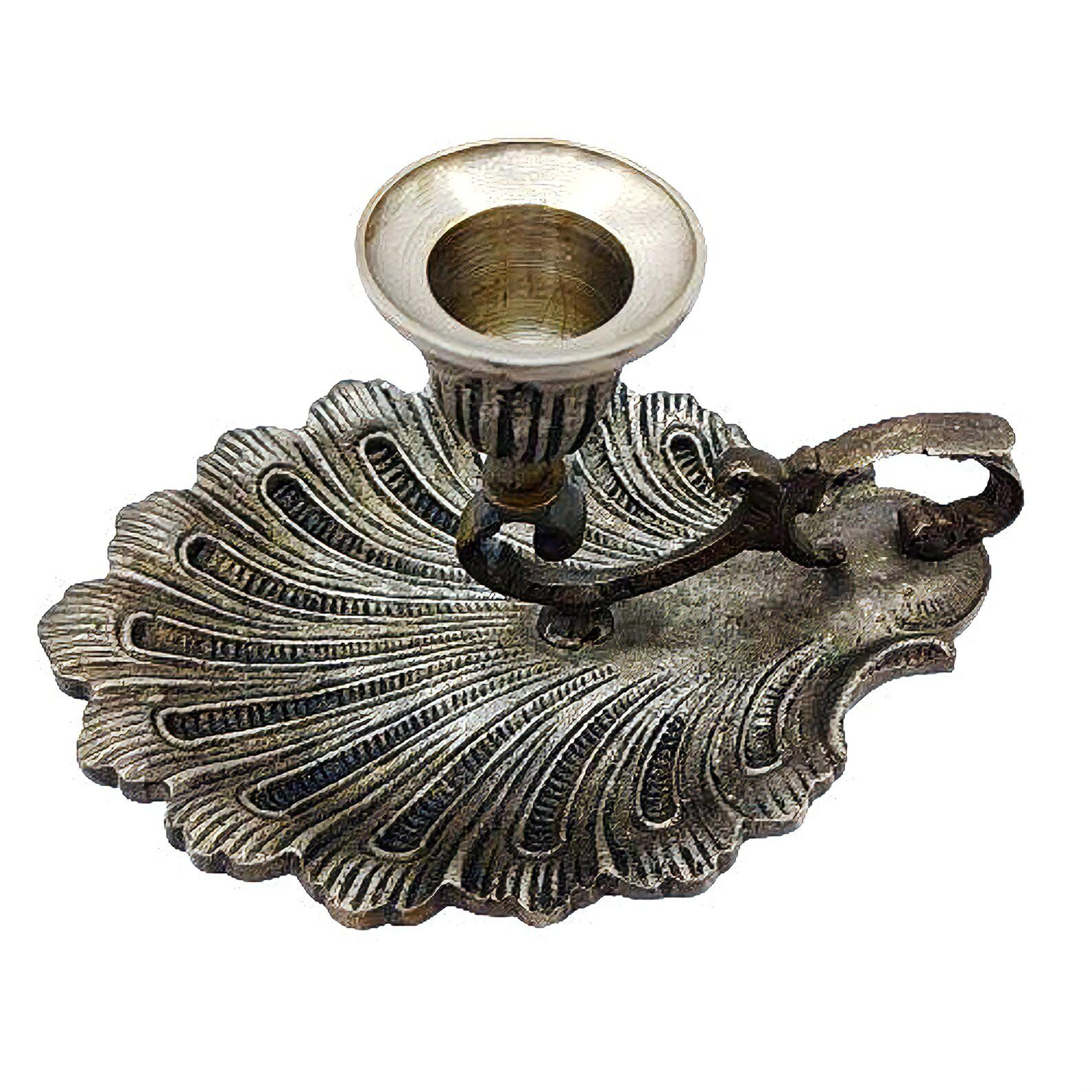 Vintage Cast Iron Candle Holder Decorative Shell Design Rustic Metal ...