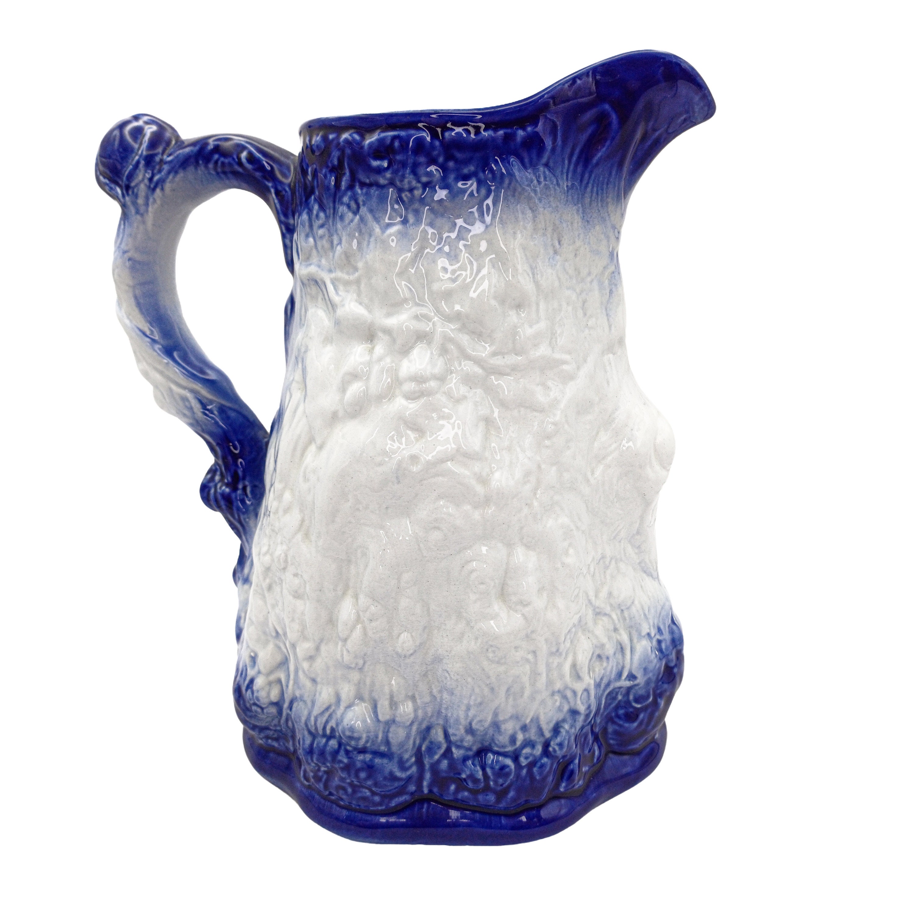 Burleigh Staffordshire Ironstone Pitcher Blue White Reproduction ...