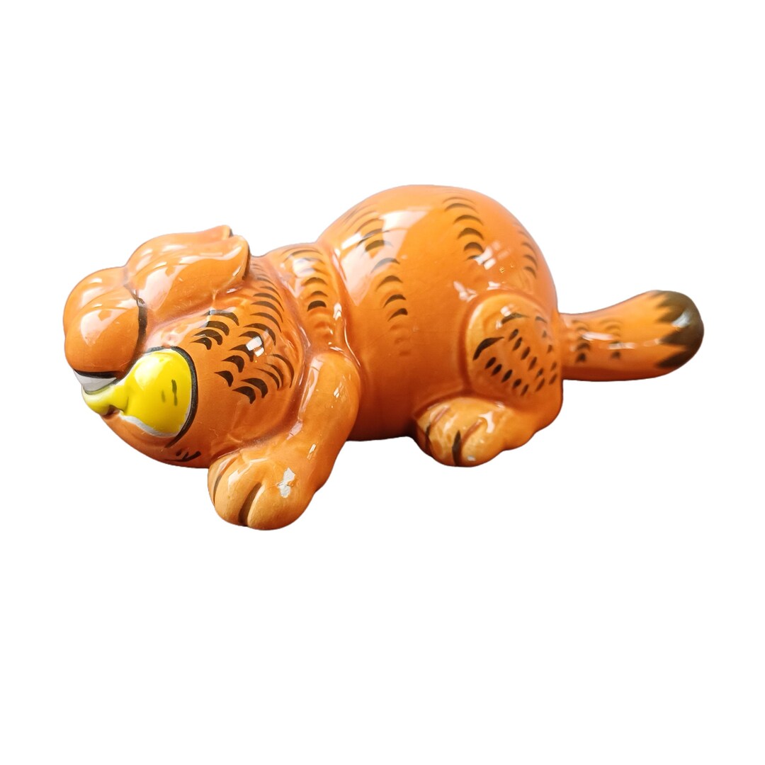 Vintage 1978 Garfield Ceramic Figurine Sleeping Garfield Decor Retro ...