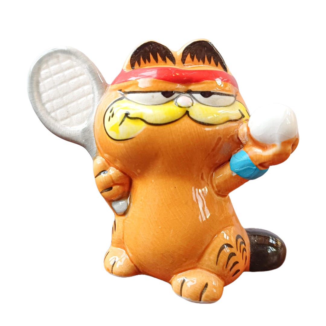 Vintage 1980s Garfield Tennis Player Figurine Rare Jim Davis ...