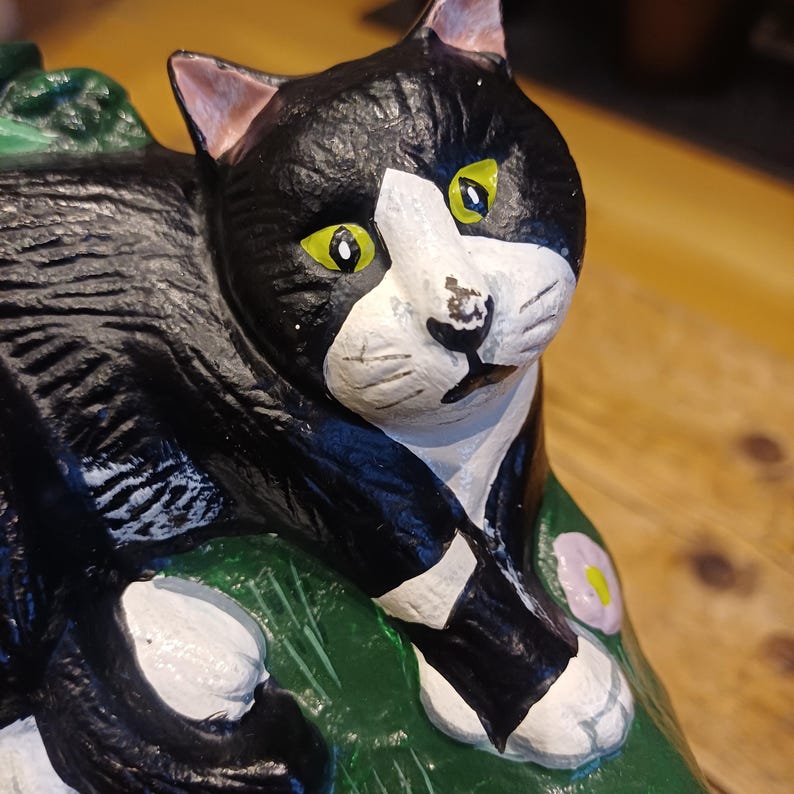 Vintage Cast Iron Cat Family Doorstop Heavy Hand Painted Decor - Etsy