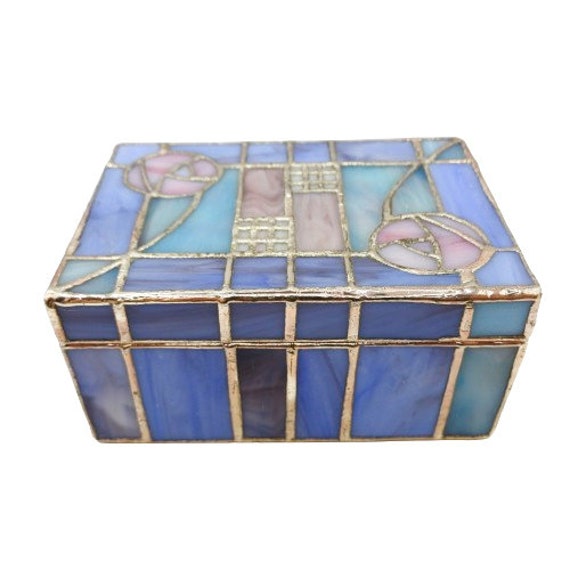Rennie Mackintosh stained glass trinket/jewellery box… - Gem