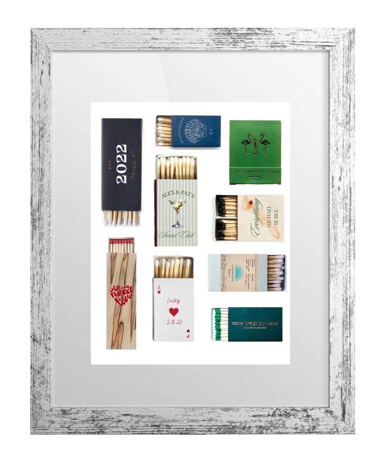 8x10 FRAMED Customizable Matchbox Print | Art | Many Personalization ...