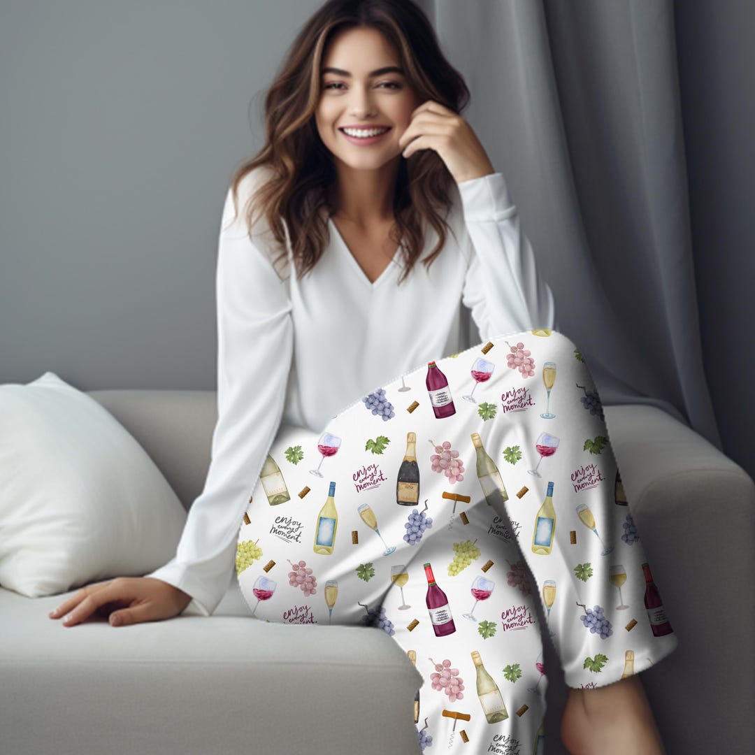 Wine Bottle Pajama Pant, Rose Wine Lover, Girls Weekend Gift for Her ...