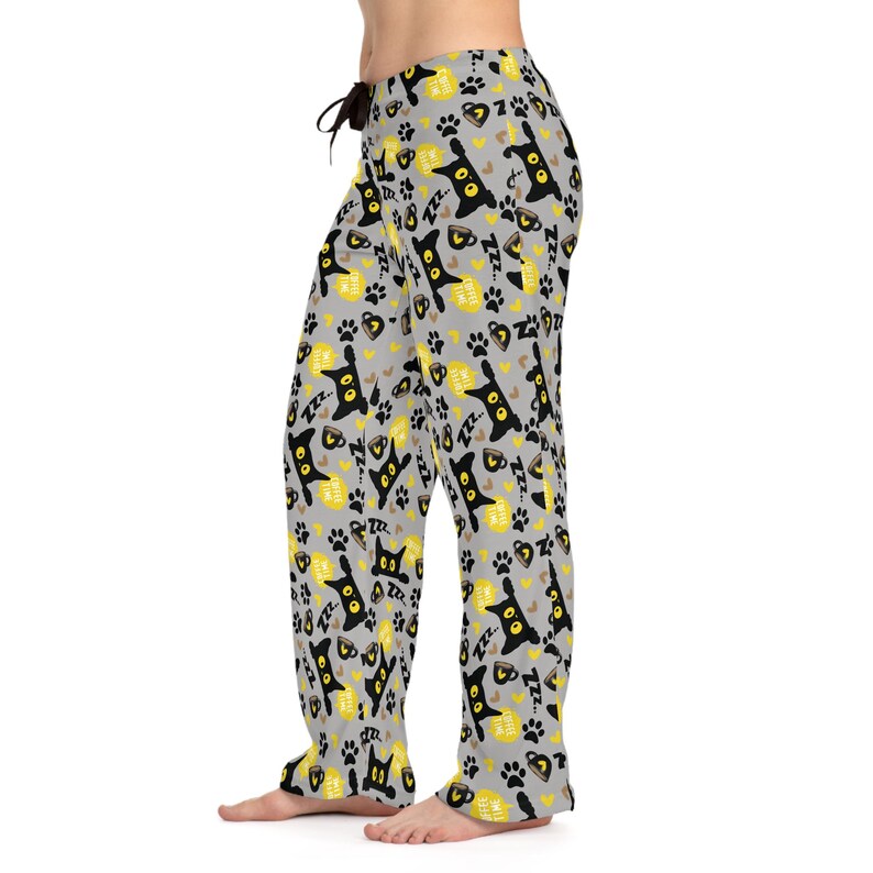 Coffee Time Black Cat PJ Pants, Cat Lounge Pants, Cat Lovers PJ Pants ...