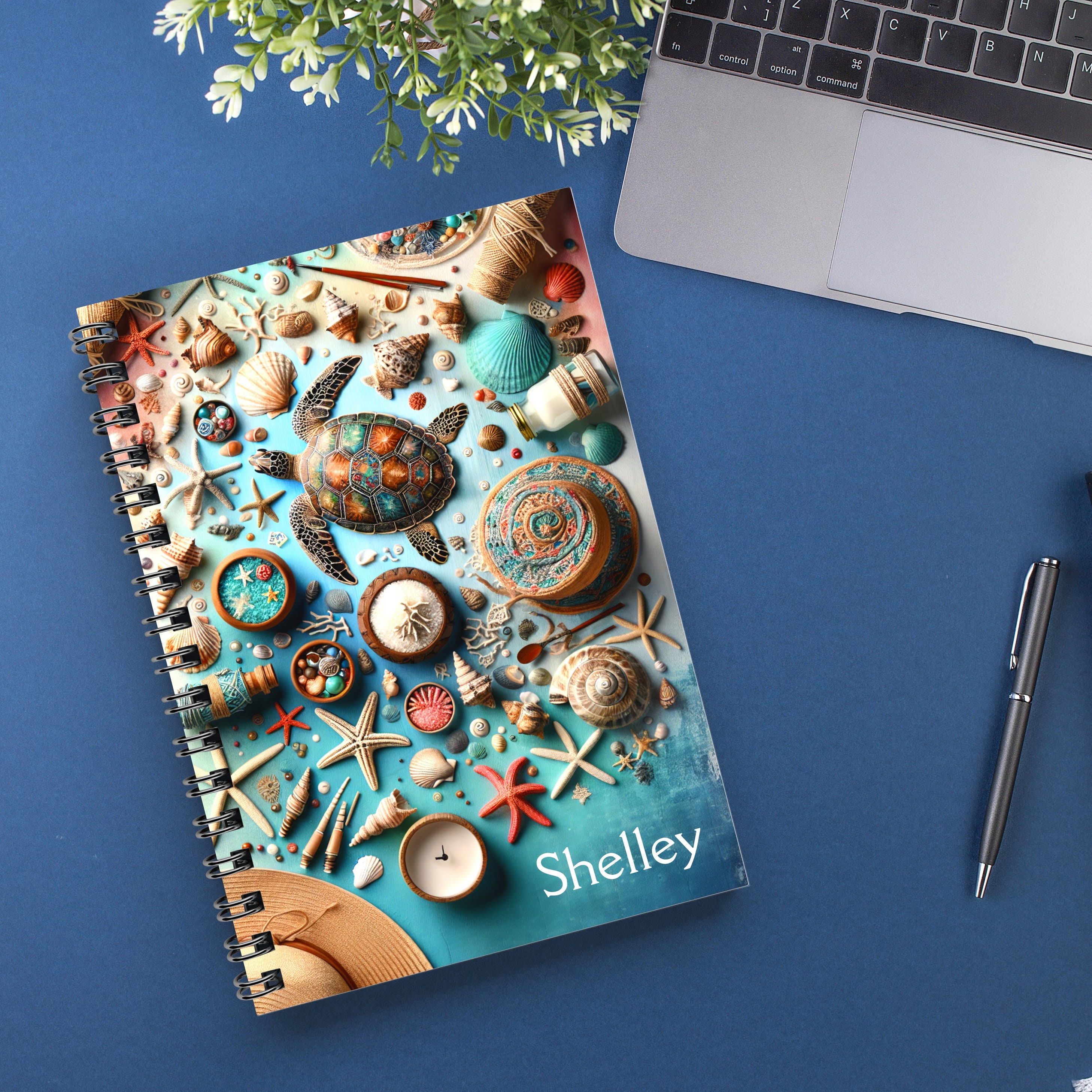 Personalized Sea Life Notebook, Custom Name Sea Turtle Spiral Journal ...