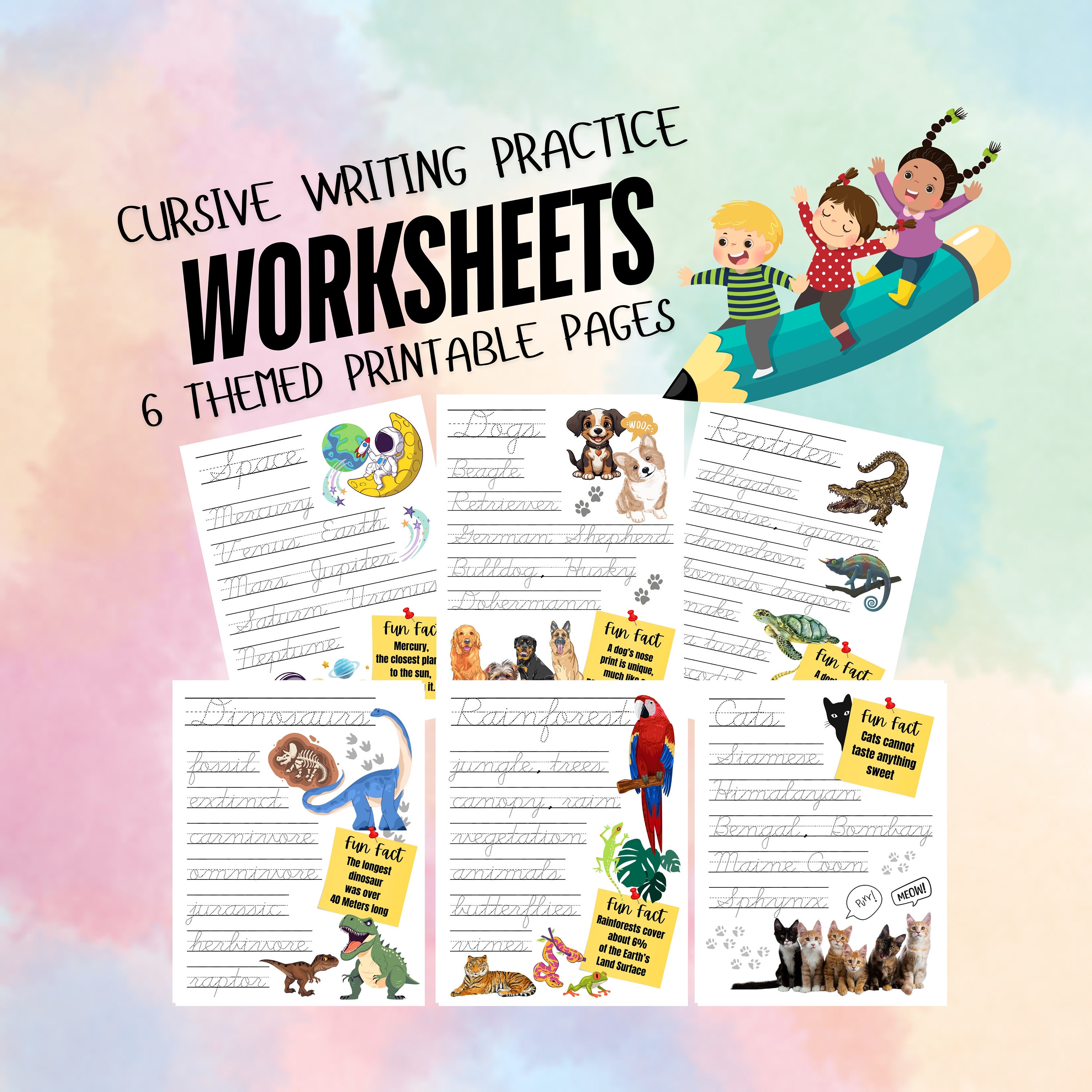 Cursive Handwriting Practice for Kids, Printable Cursive Handwriting ...