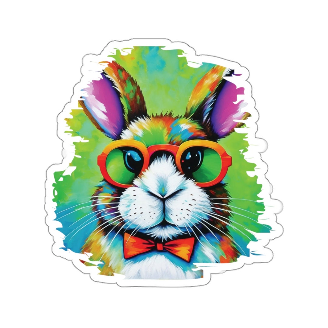Vibrant Bunny Sticker, Vinyl Sticker, Stickers, Laptop Sticker, Phone ...