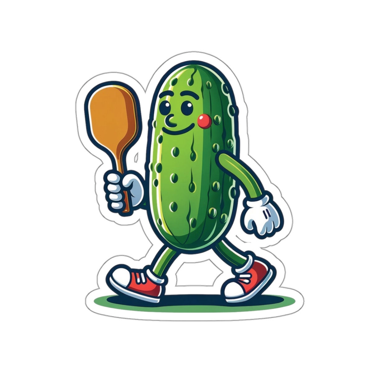 Pickle Holding a Pickleball Paddle Sticker, Sticker, Stickers, Pickle ...