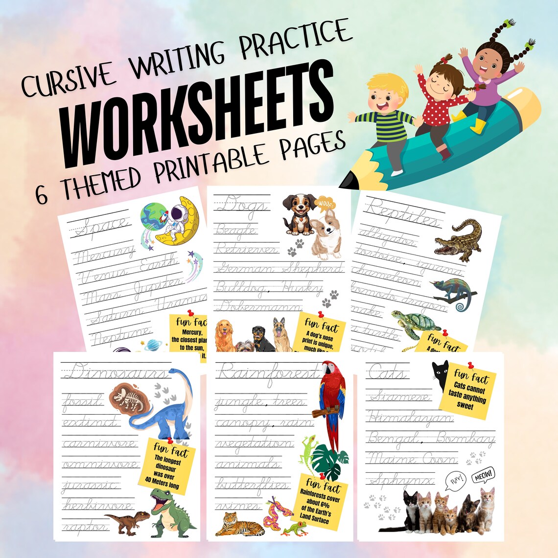 Cursive Handwriting Practice for Kids, Printable Cursive Handwriting ...