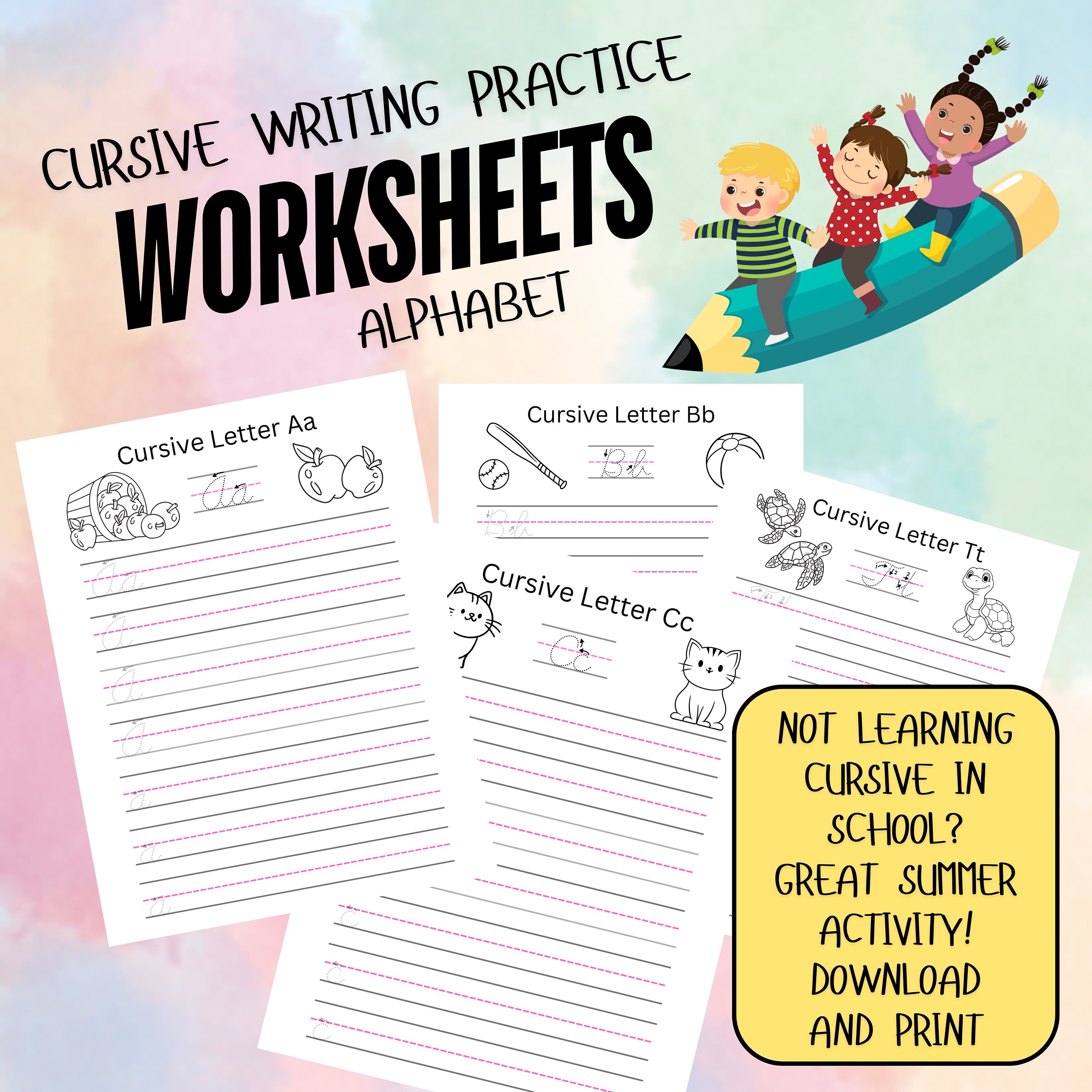 Printable Cursive Handwriting Worksheets, ABC Cursive Practice ...