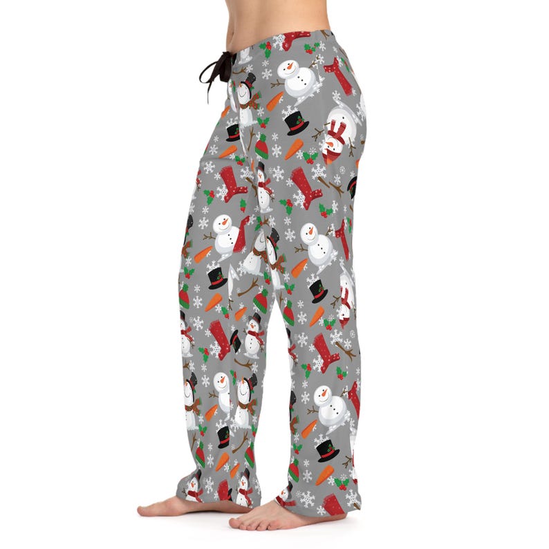 Snowman Winter Pajama Pants, Snowmen and Parts Lounge Wear for Women ...